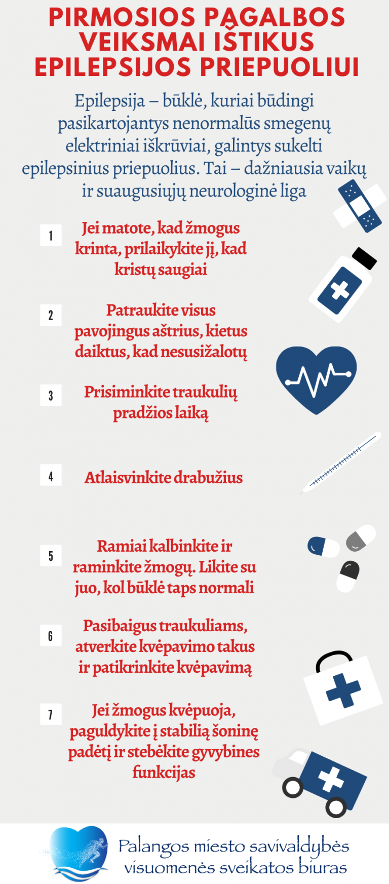 Pirmosios pagalbos veiksmai ištikus epilepsijos priepuoliui